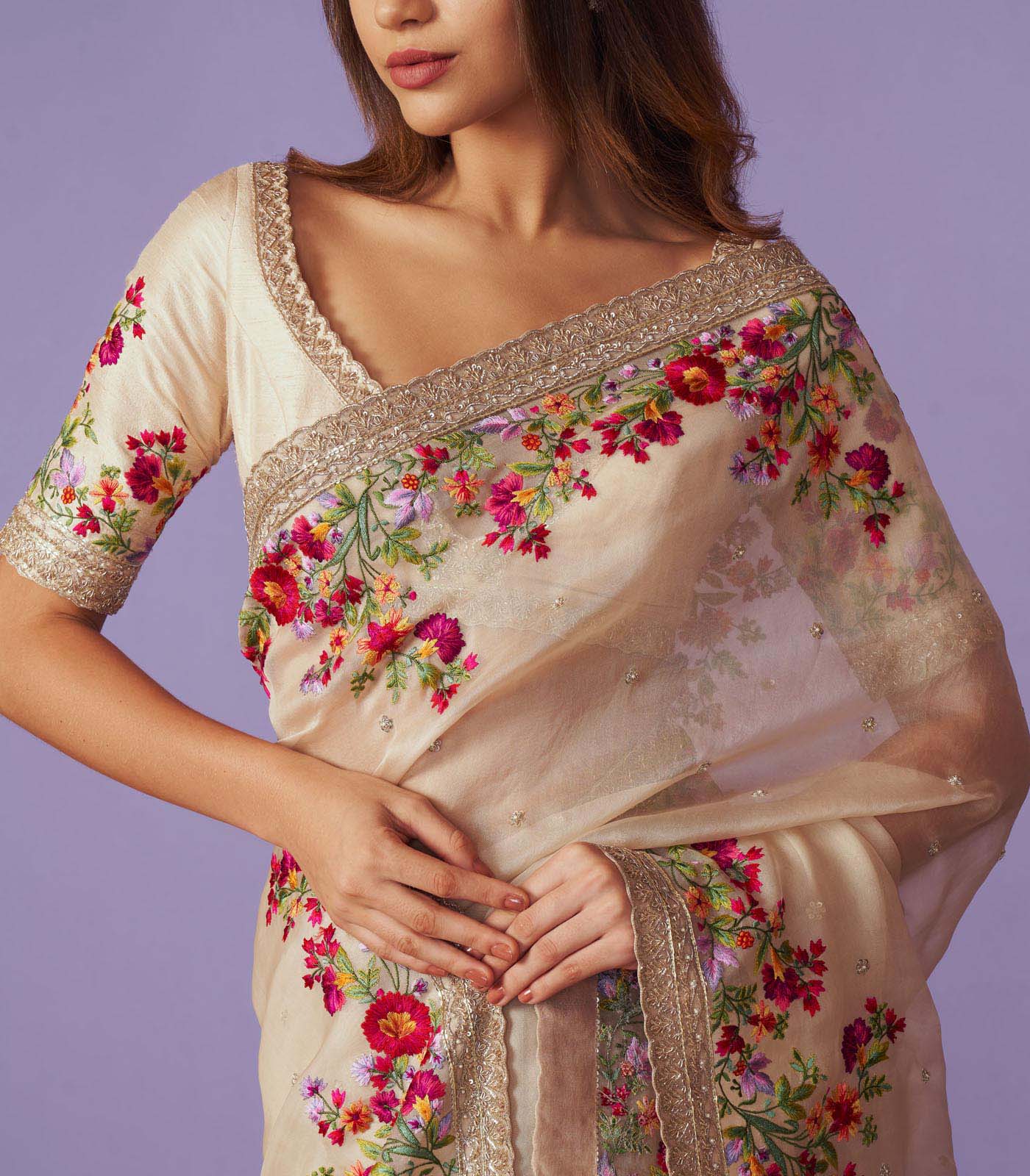 ZARDOZI BORDER SAREE SET – anushreereddydesign