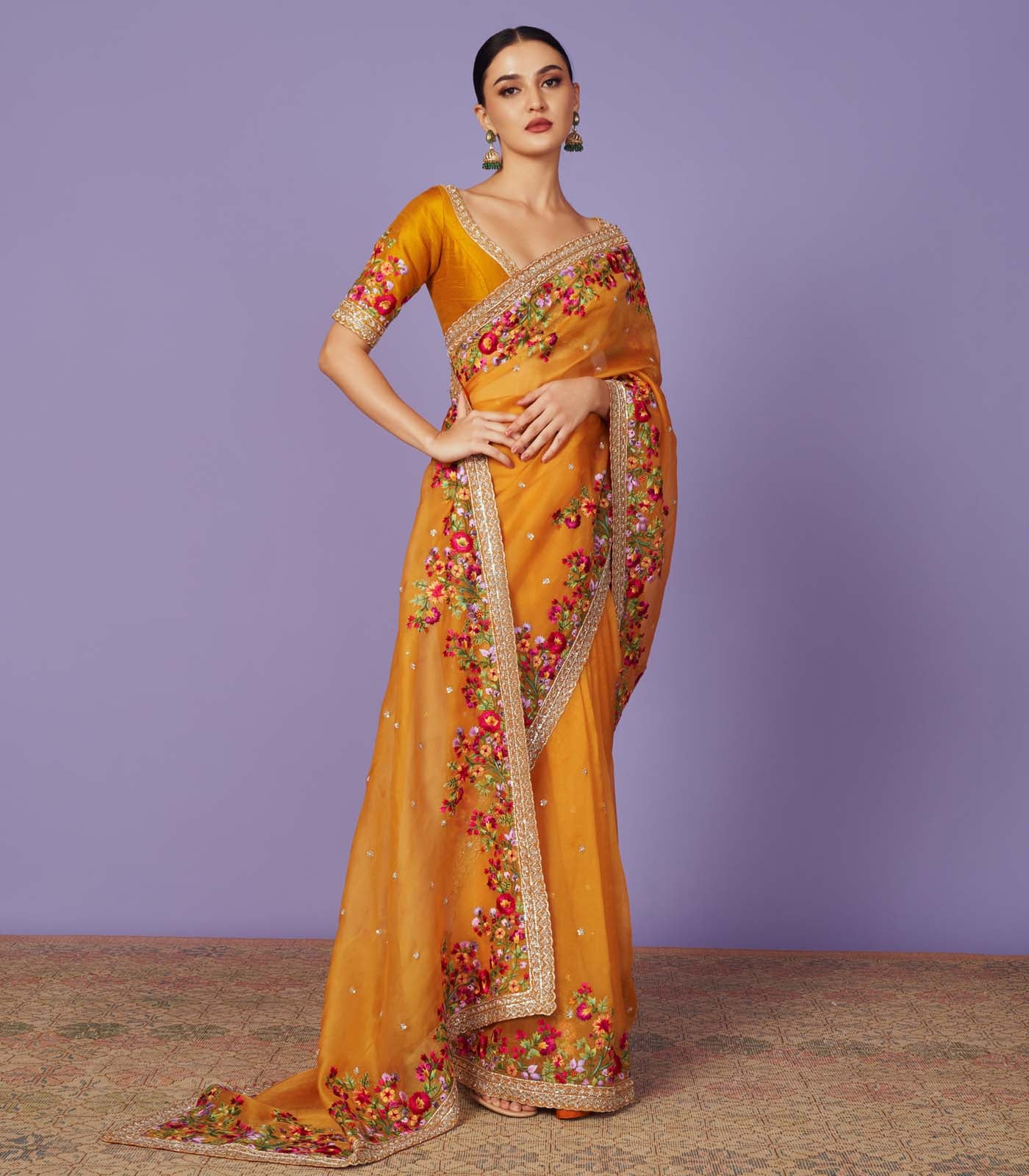 ZARDOZI BORDER SAREE SET – anushreereddydesign